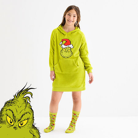 Click here for Little & Big Kid Girls Dr. Seuss Grinch Fleece Hoo... prices
