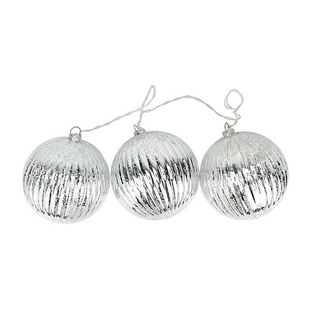 Click here for Set of 3 Lighted Silver Mercury Glass Finish Ribbe... prices