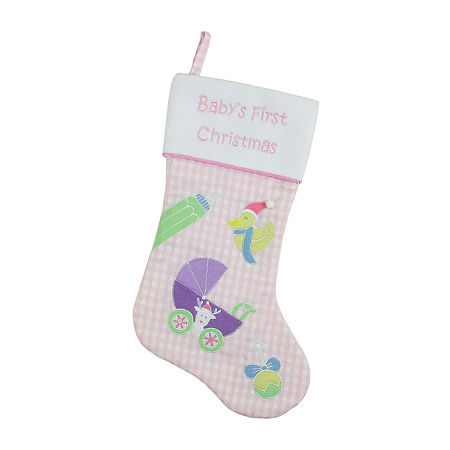 Click here for 18.5 Pink and White Babys First Christmas Embroide... prices