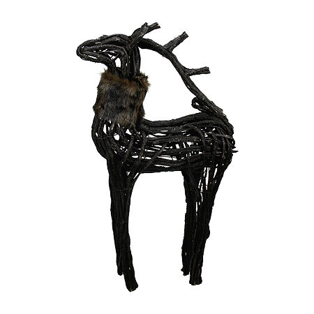 Click here for 36 Brown and Black Glittered Wicker Standing Reind... prices