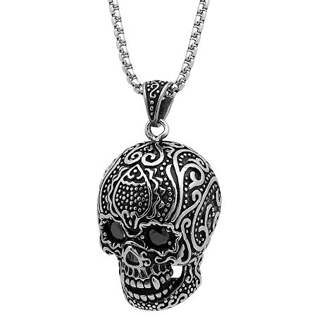 Click here for Steeltime Mens Black Cubic Zirconia Stainless Stee... prices