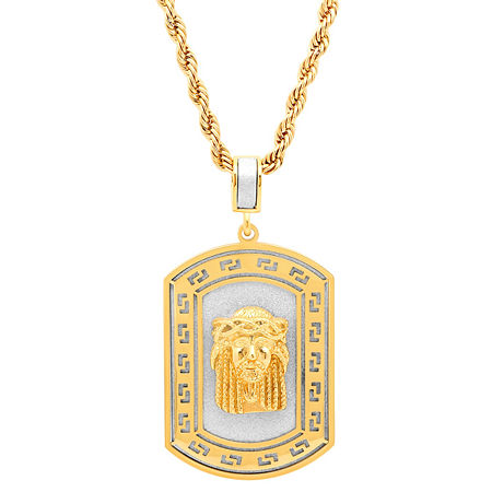 Click here for Mens 18K Gold over Stainless Steel Pendant Necklac... prices