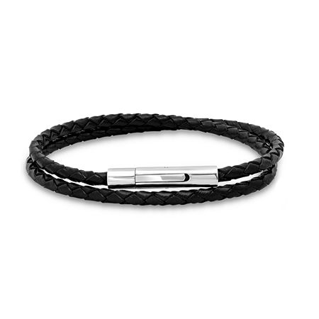Click here for Steeltime Braided Leather Mens Stainless Steel Hyp... prices