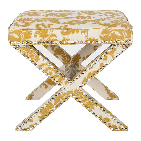 Click here for Palmer Nailhead Trim Footstool  One Size  Beige prices
