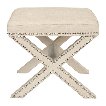 Click here for Palmer Nailhead Trim Footstool  One Size  Beige prices