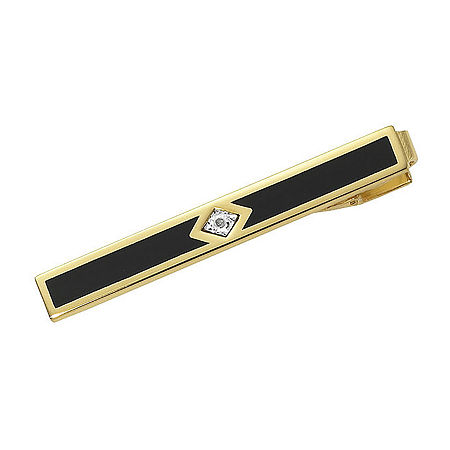 Click here for 22K Gold Electroplated Tie Bar w/Diamond Chip  One... prices