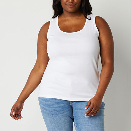 Click here for St. Johns Bay Womens Plus Scoop Neck Sleeveless Ta... prices