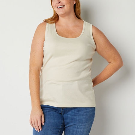 Click here for St. Johns Bay Womens Plus Scoop Neck Sleeveless Ta... prices