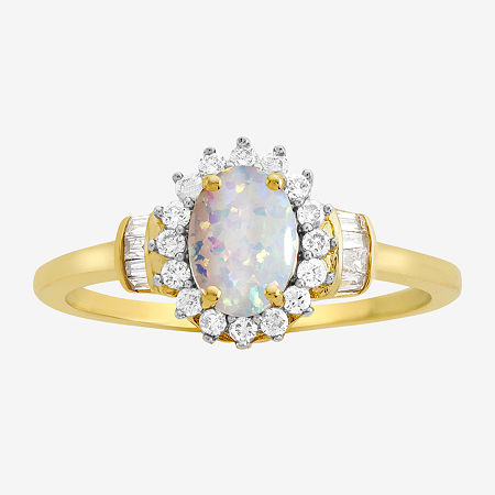 Click here for Gemstone & 1/4 C.T. T.W. Diamond 10K Gold Oval Hal... prices