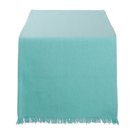 Design Imports Solid Heavyweight Fringed Table Runner - Aqua