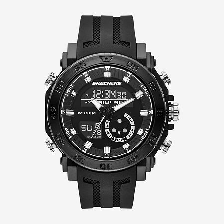 Skechers Mens Ridgeland Analog-Digital  Black Polycarbonate Watch - Black