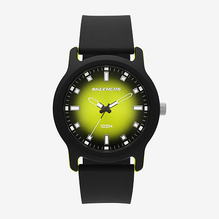Skechers Mens Ostrom Three-Hand  Black Polycarbonate Watch - Black