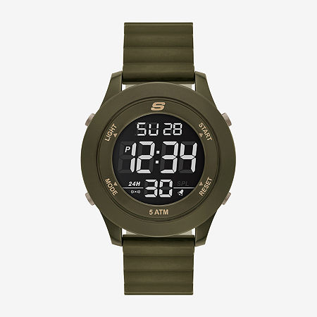 Skechers Mens Rosencrans Digital  Green Polycarbonate Watch - Green