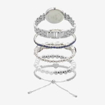 Womens Crystal Accent Silver Tone 5-pc. Watch Boxed Set A1300s-42-J28 ...
