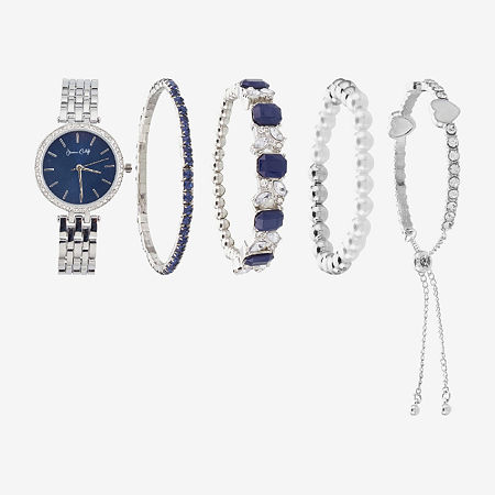 Jessica Carlyle Womens Silver-Tone Bracelet Watch 33mm Gift Set - Silver