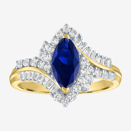 Click here for Womens Gemstone14K Gold Over Silver Halo Side Ston... prices