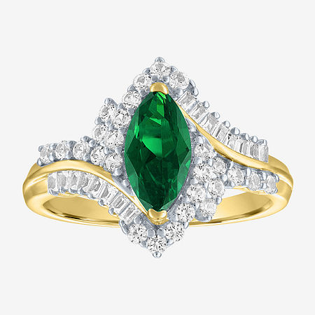 Click here for Womens Gemstone14K Gold Over Silver Halo Side Ston... prices