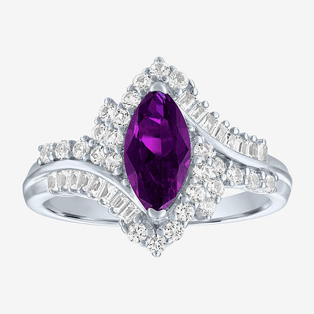 Click here for Gemstone Sterling Silver Marquise Halo Cocktail Ri... prices