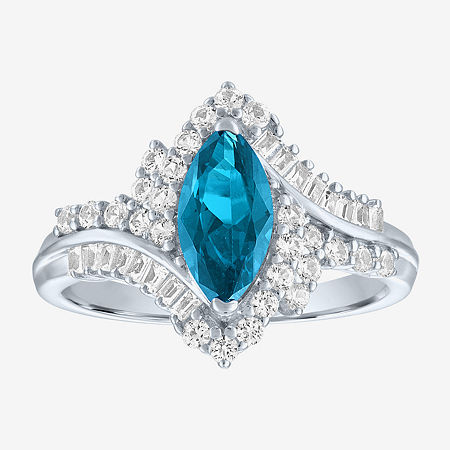 Click here for Gemstone Sterling Silver Marquise Halo Cocktail Ri... prices