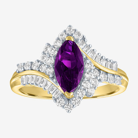 Click here for Womens Gemstone14K Gold Over Silver Halo Side Ston... prices