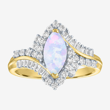 Click here for Womens Gemstone14K Gold Over Silver Halo Side Ston... prices