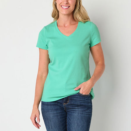 Click here for St. Johns Bay Womens V Neck Short Sleeve T-Shirt... prices