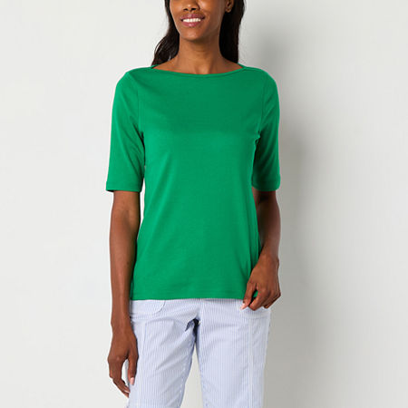 Click here for St. Johns Bay Womens Boat Neck Elbow Sleeve Blouse... prices