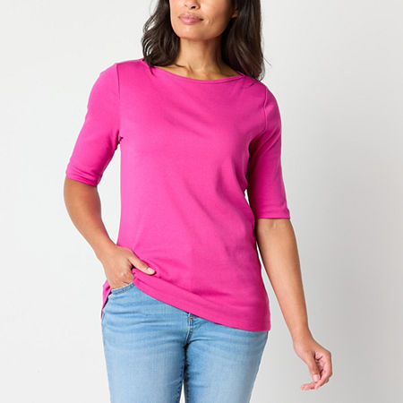 Click here for St. Johns Bay Womens Boat Neck Elbow Sleeve Blouse... prices