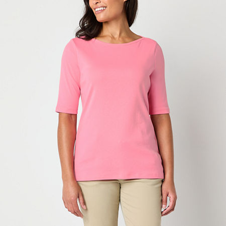Click here for St. Johns Bay Womens Boat Neck Elbow Sleeve Blouse... prices