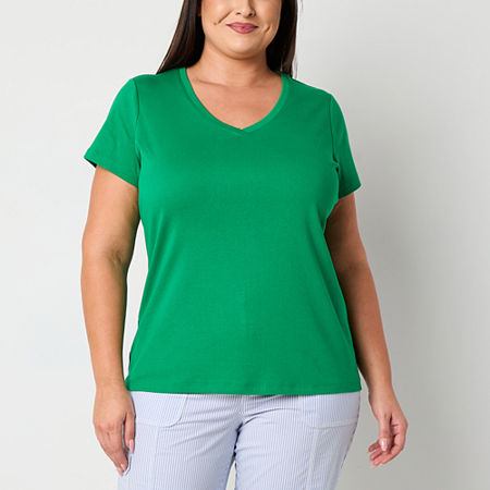 Click here for St. Johns Bay Womens V Neck Short Sleeve Plus T-Sh... prices