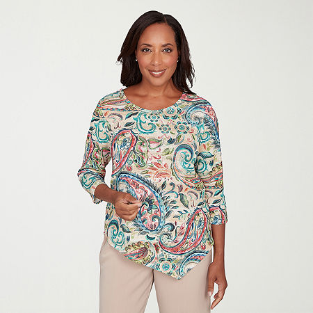 Click here for Alfred Dunner Saratoga Springs Womens Crew Neck 3/... prices