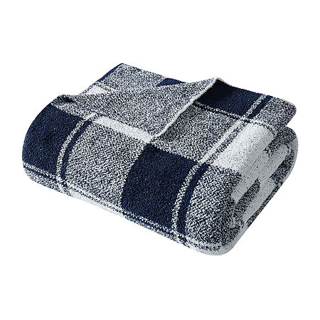 Click here for Brooklyn Loom Dusted Plaid Throw  One Size  Blue prices