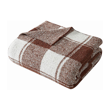 Click here for Brooklyn Loom Dusted Plaid Throw  One Size  Brown prices