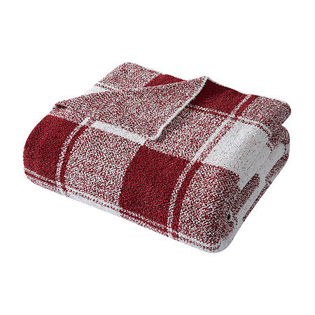 Click here for Brooklyn Loom Dusted Plaid Throw  One Size  Red prices