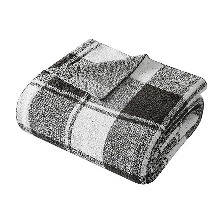 Click here for Brooklyn Loom Dusted Plaid Throw  One Size  Black prices