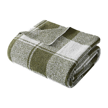 Click here for Brooklyn Loom Dusted Plaid Throw  One Size  Green prices