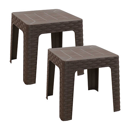 Click here for 2pc Plastic Square Patio Side Table  One Size  Bro... prices