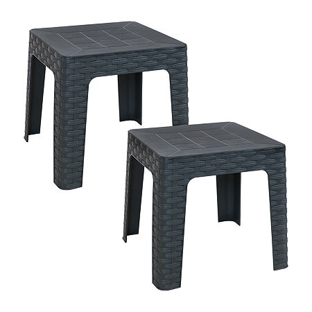 Click here for 2pc Plastic Square Patio Side Table  One Size  Gra... prices