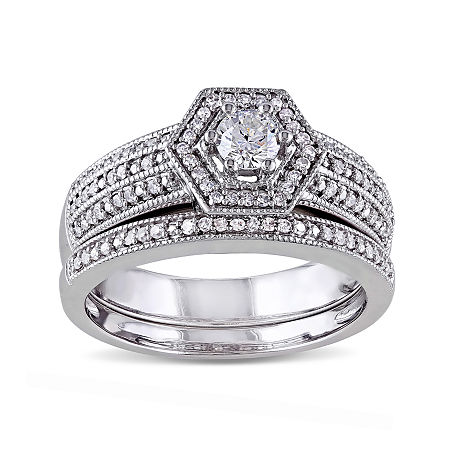 Click here for 1/2 CT.T.W. Natural Diamond 14K White Gold Bridal... prices