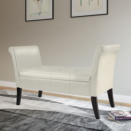 Click here for Antonio Rolled-Arm Storage Bench  One Size  White prices