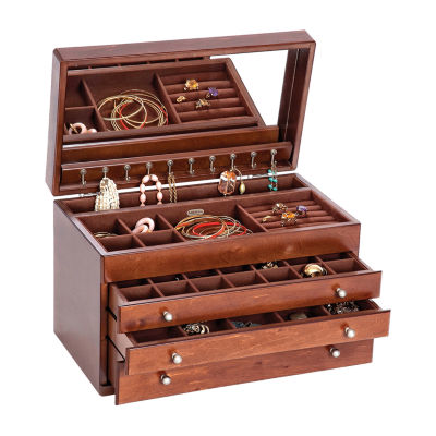 Mele & Co. Brigitte Walnut-Finish Wooden Jewelry Box-JCPenney, Color: Brown