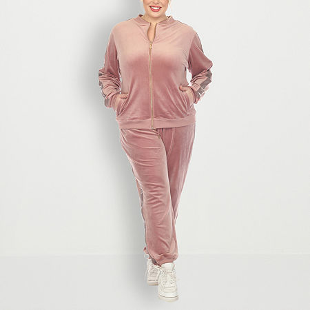 Click here for White Mark Plus Size Faux Leather Stripe Velour 2... prices