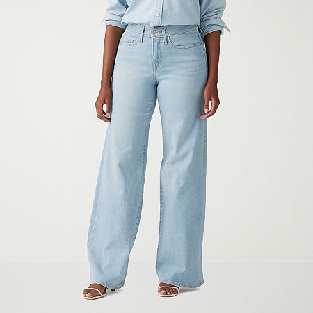 Levis Womens 318 Shaping Stellar-Stretch Wide-Leg Jeans - Tall Glass Of Water