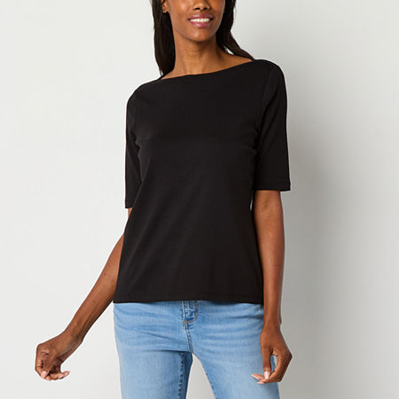 Click here for St. Johns Bay Womens Boat Neck Elbow Sleeve Blouse... prices