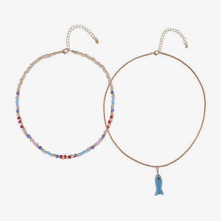 Click here for Arizona Gold Tone Fish Womens 16 Inch Beaded Neckl... prices