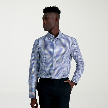 Haggar Premium Comfort Mens Classic Fit Easy Care Long Sleeve Dress Shirt  15-15.5 32-33  Blue