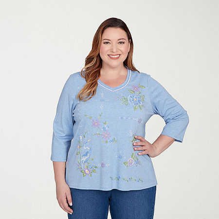 Click here for Alfred Dunner Womens Plus V Neck 3/4 Sleeve T-Shir... prices