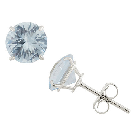 Click here for Lab Created Blue Aquamarine 10K Gold 6mm Stud Earr... prices