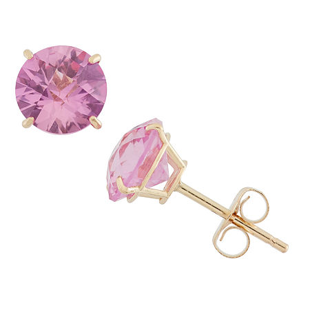 Click here for Lab Created Pink Sapphire 10K Gold 6mm Stud Earrin... prices