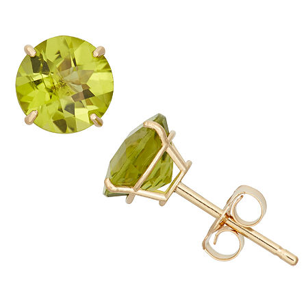 Click here for Genuine Green Peridot 10K Gold 6mm Round Stud Earr... prices